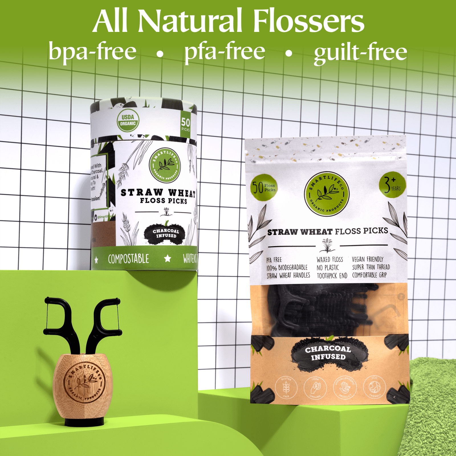 Biodegradable Floss Picks Charcoal – SmartLifeco